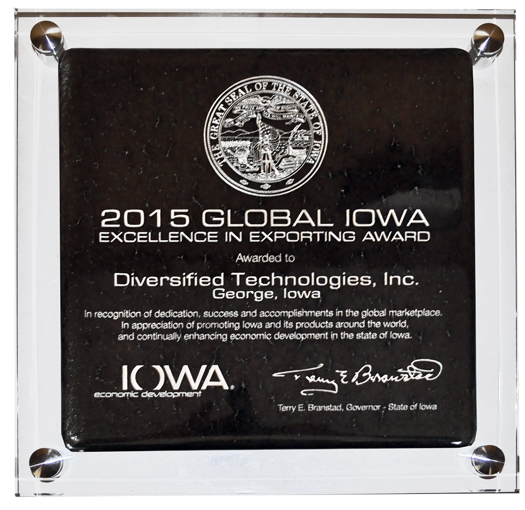 DTI Receives 2015 Iowa Global Excellence in Exporting Award - Sudenga ...